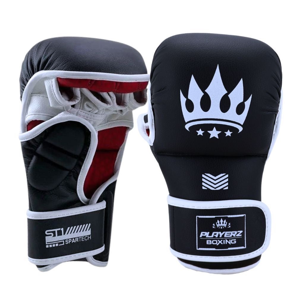 Playerz SparTech MMA Sparring Gloves - Black/White | Playerz Boxing