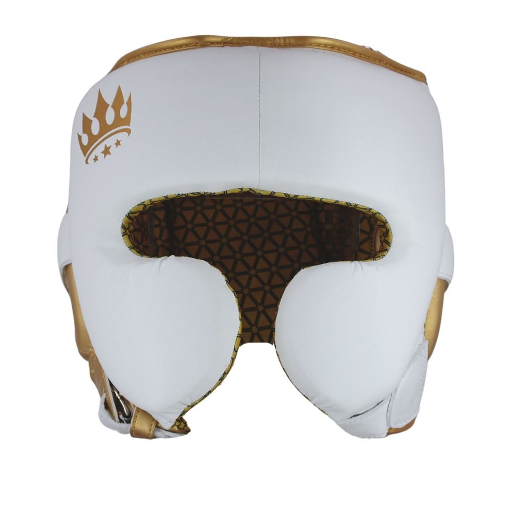 Playerz Power Cheek Head Guard - White/Gold | Playerz Boxing