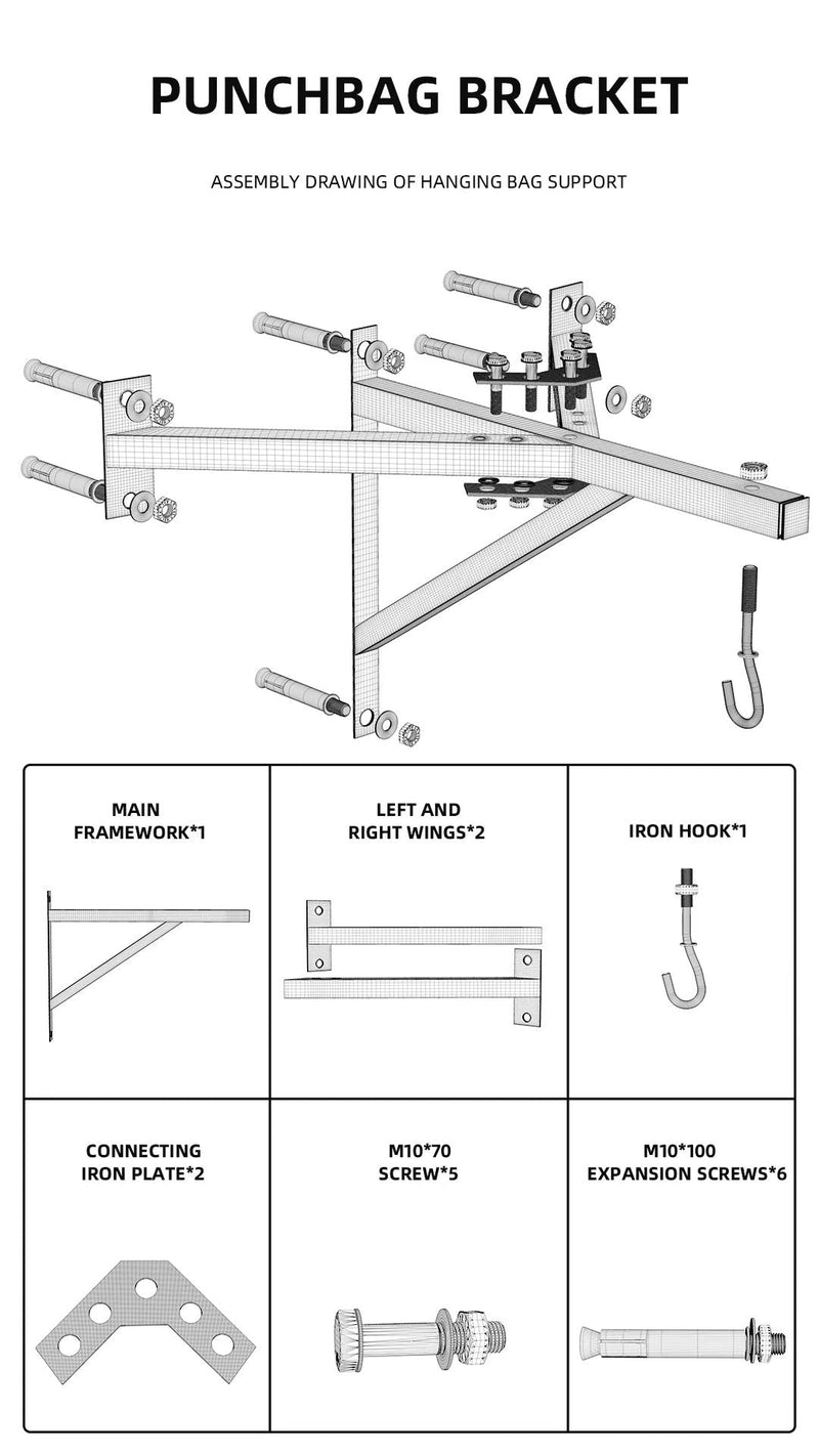Heavy Duty Punch Bag Bracket | Boxing Wall Bracket | Playerz Boxing